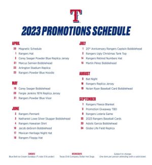 Rangers 2023 - Stadium Giveaway Exchange